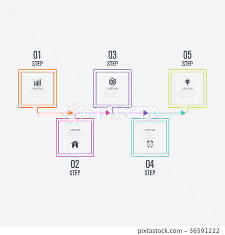 Modern infographics with 5 square-插圖素材 [36591222] - PIXTA圖庫