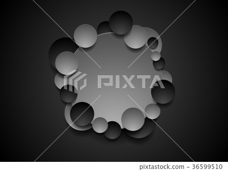 Grey and black abstract tech circles background - Stock Illustration ...