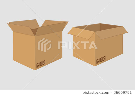 Cardboard Open Box. Side View. Package Design - Stock Illustration ...