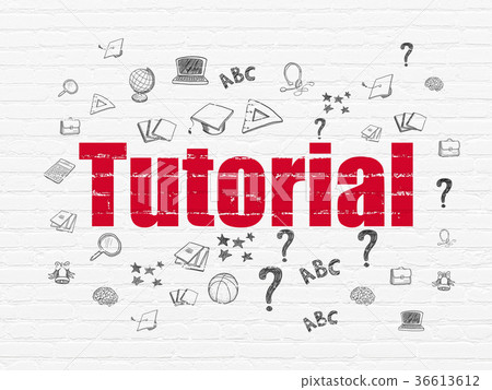 Education concept: Tutorial on wall background - Stock Illustration ...