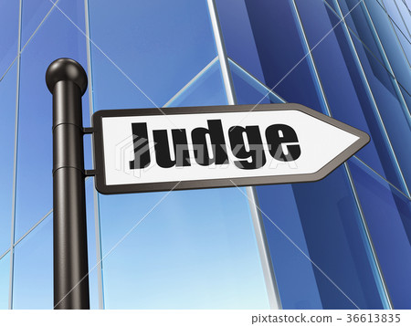 Law concept: sign Judge on Building background - Stock Illustration ...