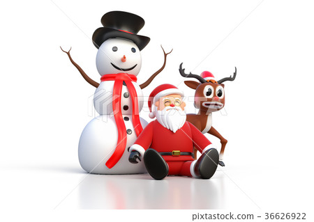 Santa Claus sitting on a ground with Snowman - Stock Illustration ...