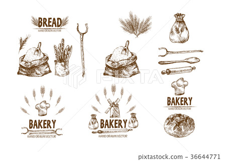 Digital vector detailed line art baked bread - Stock Illustration ...