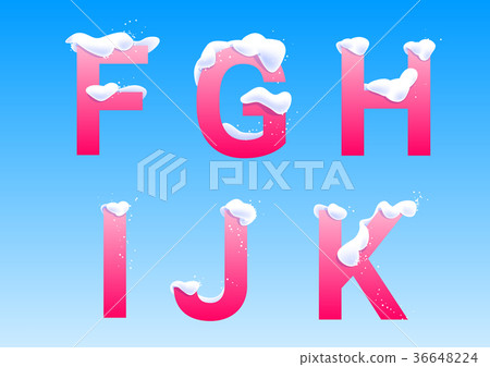 F, G, H, I, J, K letters with snow caps - Stock Illustration [36648224 ...