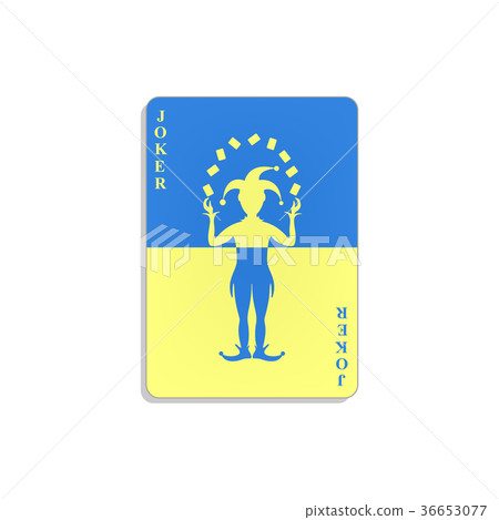 Playing card with Joker in blue and yellow design - Stock Illustration ...