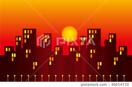 Building (sunset) - Stock Illustration [36654530] - PIXTA