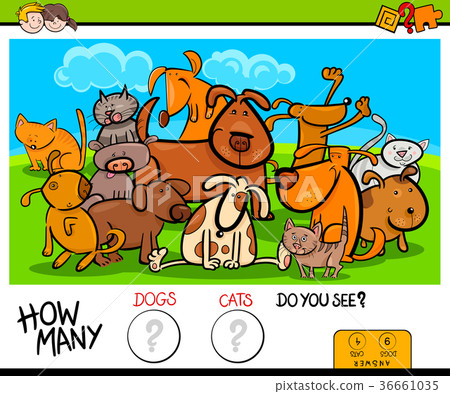 counting cats and dogs educational activity game - Stock Illustration ...