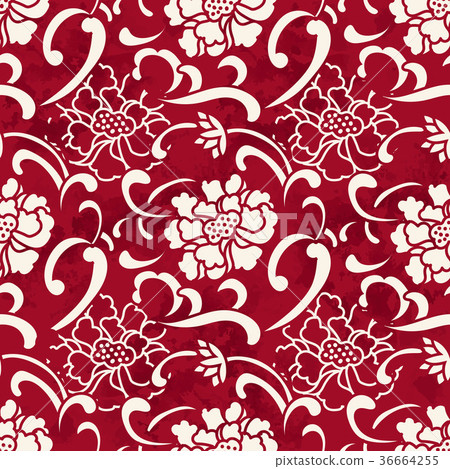 Seamless Vintage Red Chinese Flower Background - Stock Illustration ...