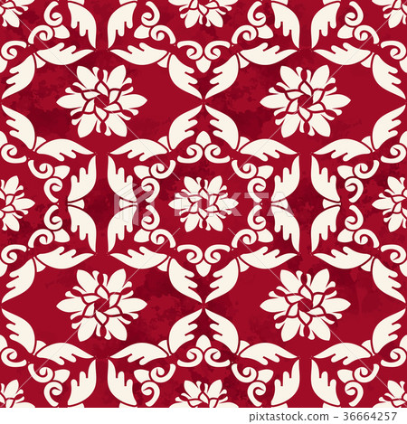 Seamless Vintage Red Chinese Flower Background - Stock Illustration ...
