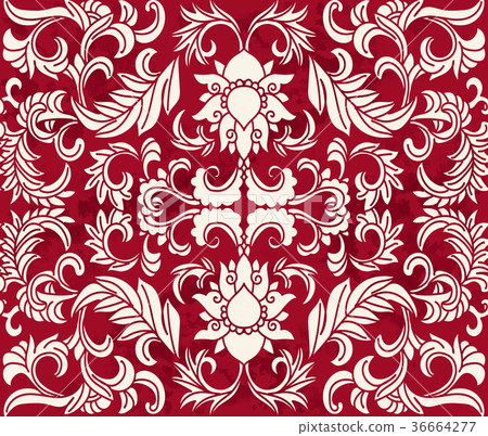 Seamless Vintage Red Chinese Flower Background - Stock Illustration ...
