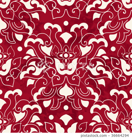 Seamless Vintage Red Chinese Flower Background - Stock Illustration ...
