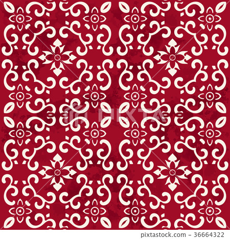 Seamless Vintage Red Chinese Flower Background - Stock Illustration ...