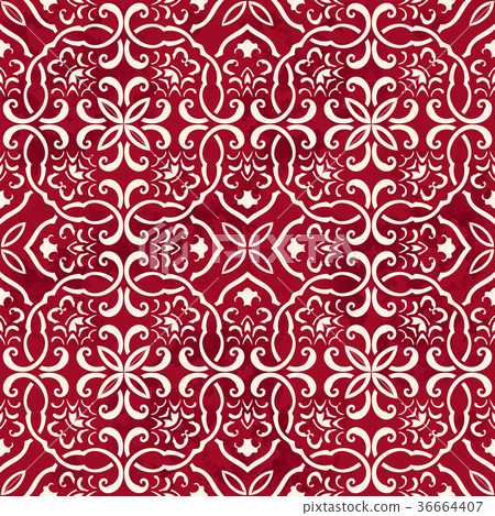 Seamless Vintage Red Chinese Flower Background - Stock Illustration ...