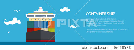Cargo Container Ship Banner - Stock Illustration [36668578] - PIXTA