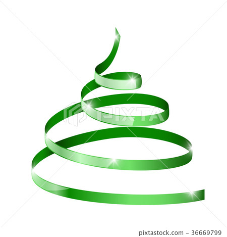 Green ribbon Christmas tree - Stock Illustration [36669799] - PIXTA