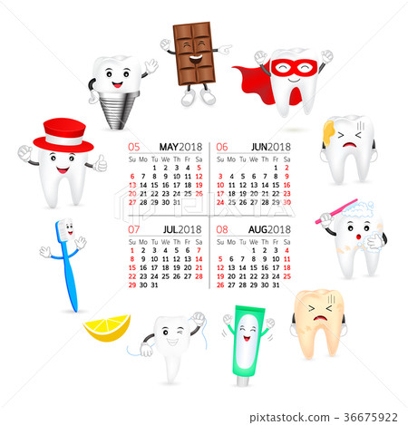 Cute cartoon tooth character set on circle shape. - Stock Illustration ...