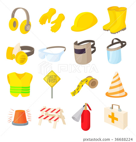 Safety icons set, cartoon style -插圖素材 [36688224] - PIXTA圖庫