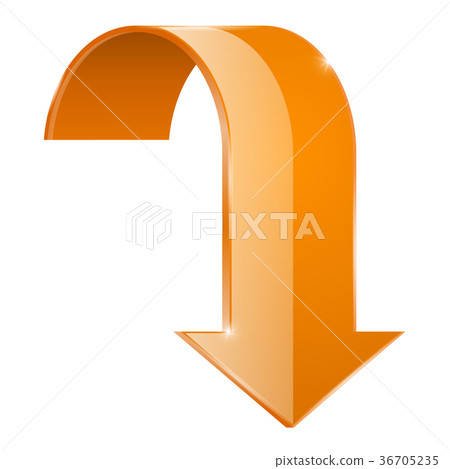 Arrow down. Orange web icon - Stock Illustration [36705235] - PIXTA