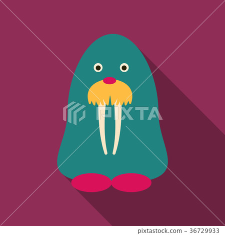 Cartoon fat walrus with big tusks. Vector - Stock Illustration ...