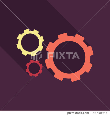 Three gear sign simple icon on background with - Stock Illustration ...