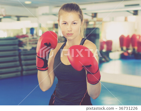 Woman boxing in gym - Stock Image - Everypixel