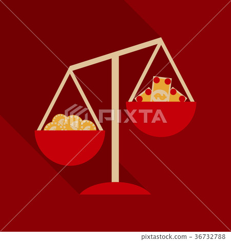 libra with money and bill icon with shadow in flat - Stock Illustration ...