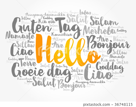 Hello word cloud in different languages - Stock Illustration [36748115 ...