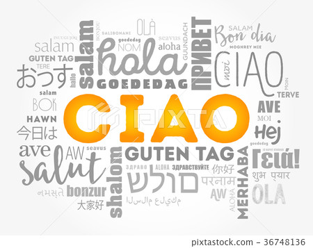 Ciao (Hello Greeting in Italian) word cloud - Stock Illustration ...