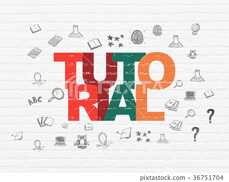 Learning concept: Tutorial on wall background - Stock Illustration ...