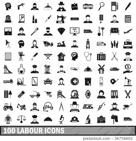 100 labour icons set, simple style - Stock Illustration [36756602] - PIXTA
