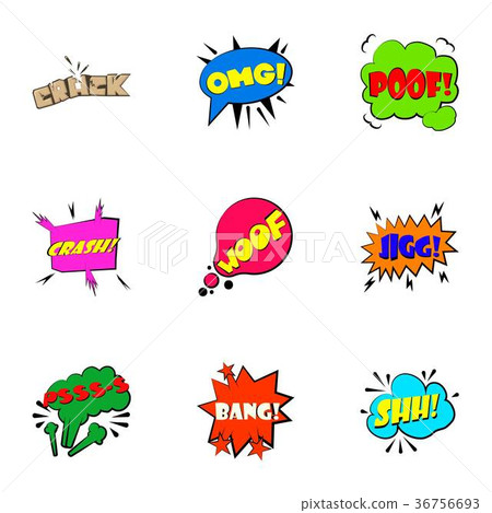 Trendy phrase icons set, cartoon style - Stock Illustration [36756693 ...