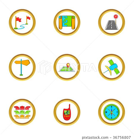 Map icons set, cartoon style - Stock Illustration [36756807] - PIXTA