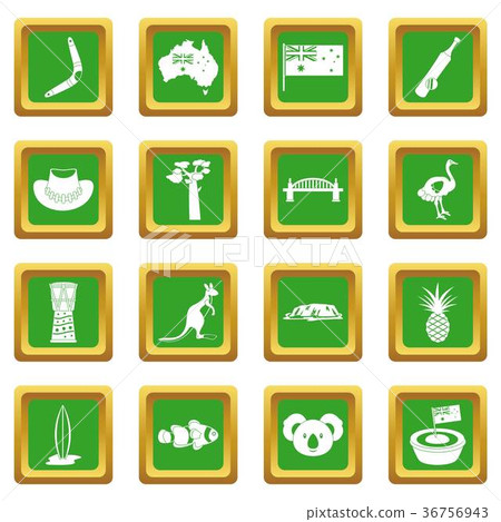 Australia travel icons set green - Stock Illustration [36756943] - PIXTA