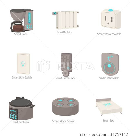 Smart technology icons set, cartoon style - Stock Illustration ...