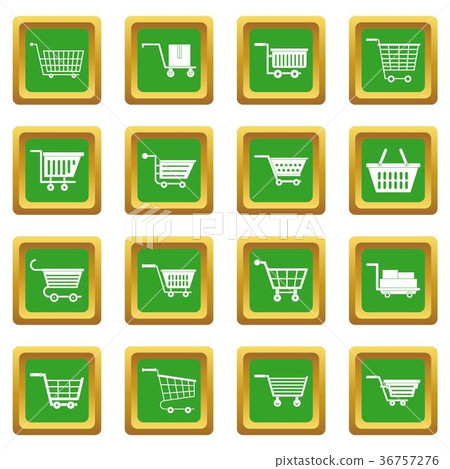 Shopping cart icons set green - Stock Illustration [36757276] - PIXTA