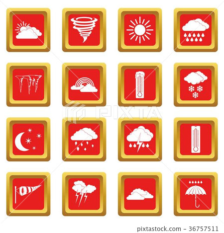 Weather set icons set red - Stock Illustration [36757511] - PIXTA