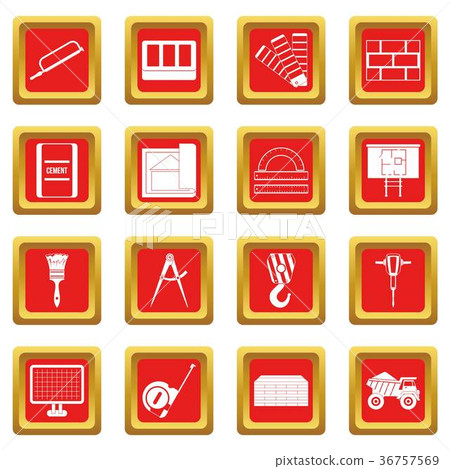 Construction icons set red - Stock Illustration [36757569] - PIXTA