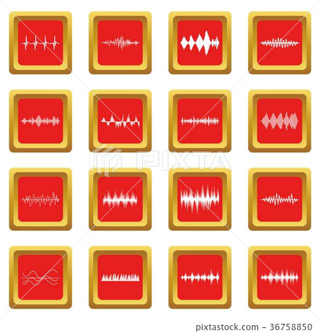 Sound wave icons set red - Stock Illustration [36758850] - PIXTA