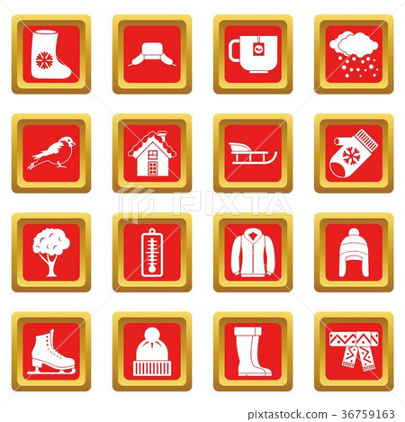 Winter icons set red - Stock Illustration [36759163] - PIXTA
