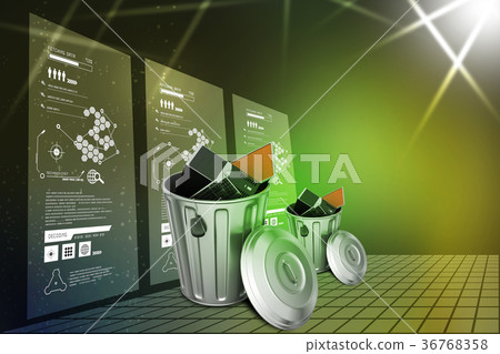 Laptop in trash bin - Stock Illustration [36768358] - PIXTA