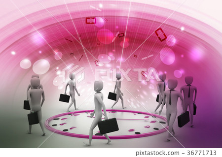 Business man walk around the clock - Stock Illustration [36771713] - PIXTA
