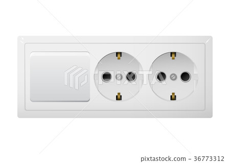 Electrical socket Type F with switch. - Stock Illustration [36773312 ...