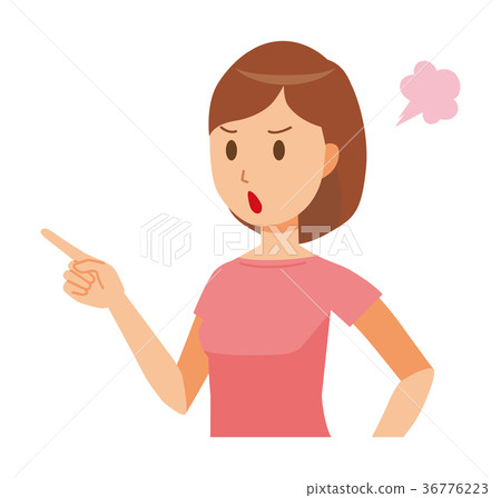 Mom dressed in short sleeve is angry pointing... - Stock Illustration ...