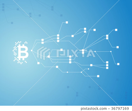 Bitcoin background on blue background - Stock Illustration [36797169 ...