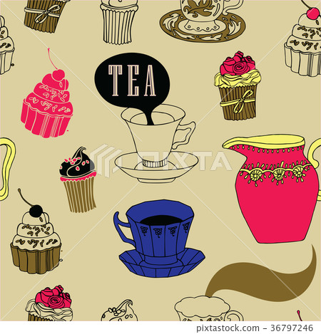 Tea time background. - Stock Illustration [36797246] - PIXTA