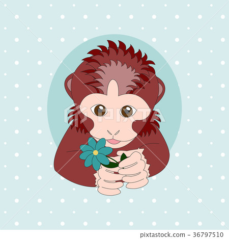 monkey holding a flower - Stock Illustration [36797510] - PIXTA