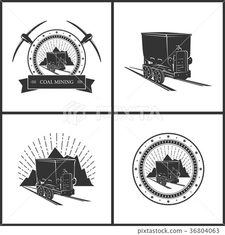 Set of Emblem Coal Mining Industry - Stock Illustration [36804063] - PIXTA