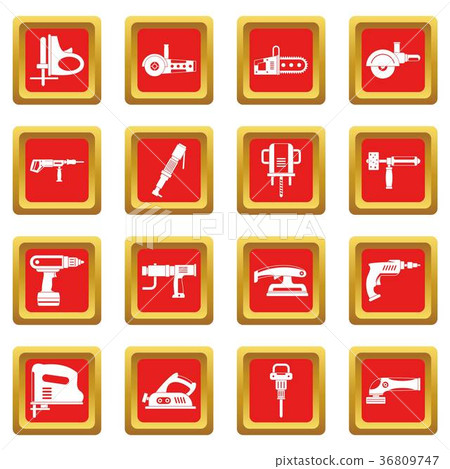Electric tools icons set red - Stock Illustration [36809747] - PIXTA