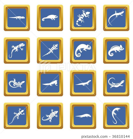 Lizard icons set blue - Stock Illustration [36810144] - PIXTA
