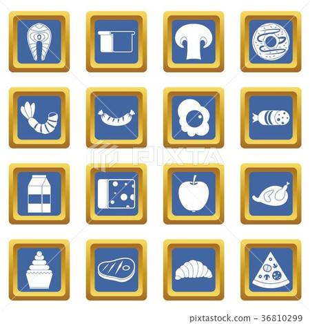 Food icons set blue - Stock Illustration [36810299] - PIXTA